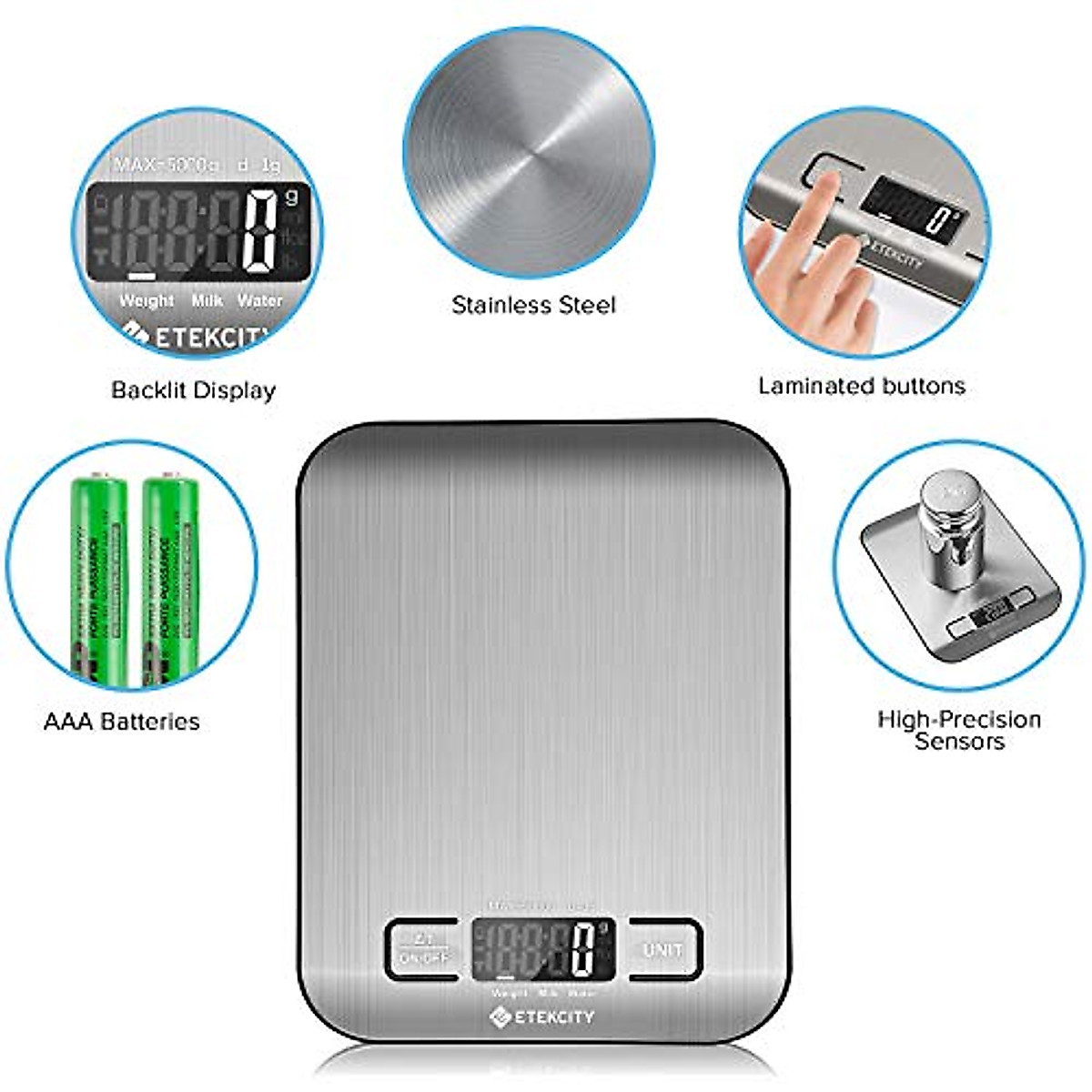 Hamilton Beach 10-Cup Food Processor & Vegetable Chopper with Bowl Scraper, Stainless Steel & Etekcity Food Scale, Digital Kitchen Weight Grams and Ounces for Baking and Cooking, Small