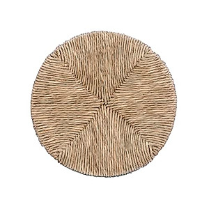 Powell Maya Walnut Backless Counter Stool with Woven Seagrass Swivel Seat