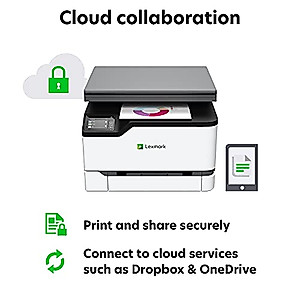 Lexmark MC3224dwe Color Multifunction Laser Printer with Print, Copy, Scan, and Wireless Capabilities, Two-Sided Printing with Full-Spectrum Security and Prints Up to 24 ppm (40N9040), White, Gray
