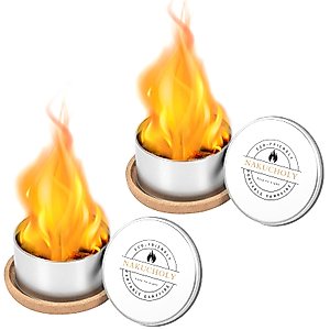 Nakucholy Portable Campfire - Outdoor Bonfire for S'Mores, Portable Fire Pit, 3-5 Hour of Warm Burn Time for Camping, Picnics, Convenient No Wood No Embers, Cork Pad Included, 2 Pack