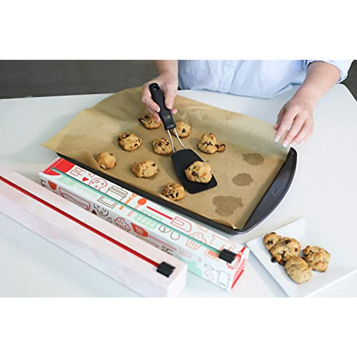 ChicWrap Rose Marble Parchment Paper Dispenser - Includes 15"x 33" (42 Sq. Ft) Roll of Unbleached Baking, Cooking & Culinary Paper - Reusable Dispenser w/Slide Cutter - Ideal Dispenser & Saves Money