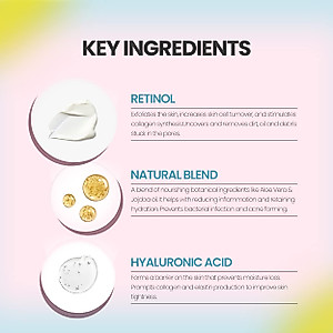 HOPEMATE H Retinol Hydrating Cream with Hyaluronic Acid & Vitamin E, Reduce Wrinkles & Dark Spot, Firming, Anti Aging Moisturizer for Face & Neck, 1.7OZ