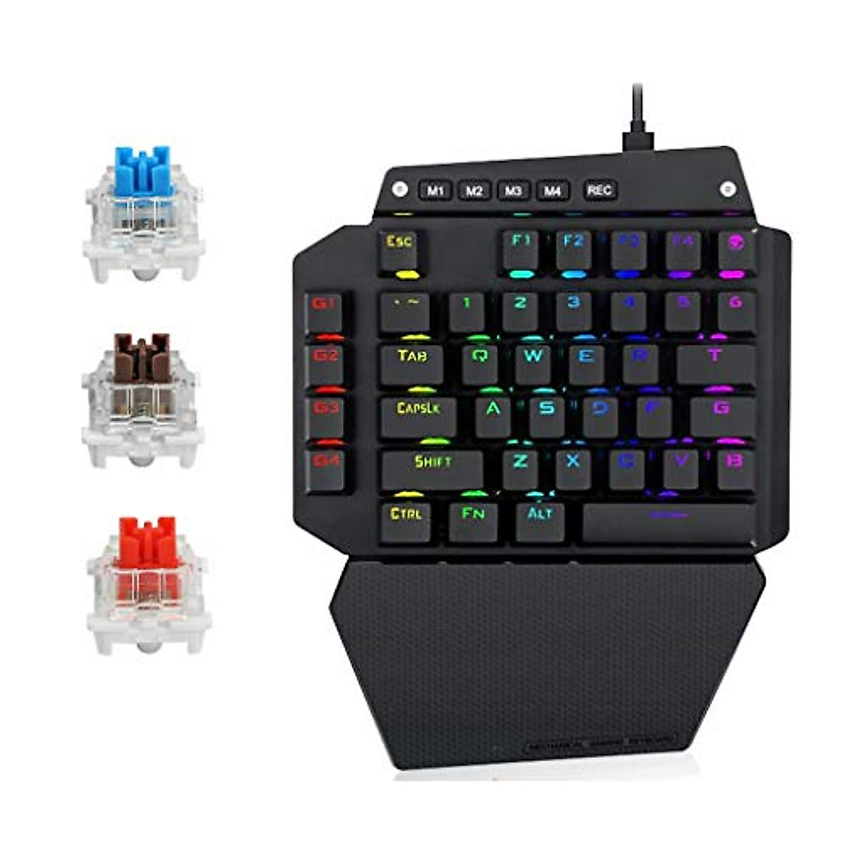 GRABLOOM LED Backlight Outemu Switch for Key Macro Defines Keyboard Replacement One-Hand Mechanical Keyboard 44 for Key Havit Gaming Tastatur Und Maus Set