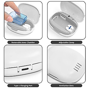 Portable Toothbrush Case, Toothbrush Sterilizer Case Rechargeable Houshold or Traving Use Toothbrush Holder for both Electric and Manual Toothbrushes (Case-White)