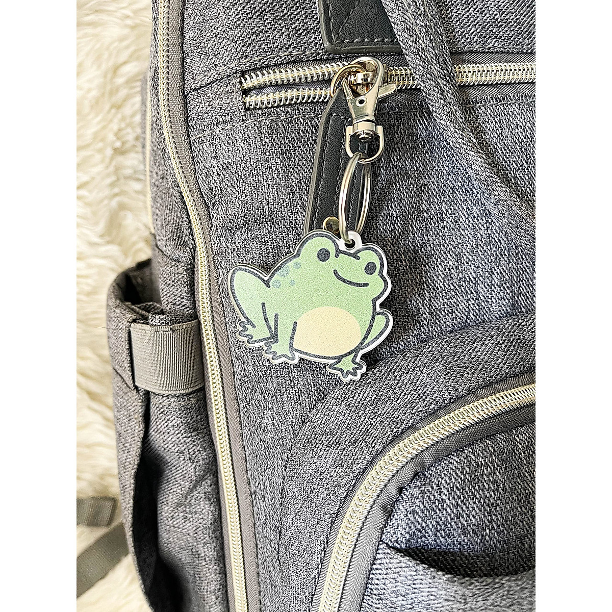 The Acrylic Place Frog Keychain - Charm for Purse Diaper Bag Tote Bag Kids Backpack Keychain (Backpack Size)