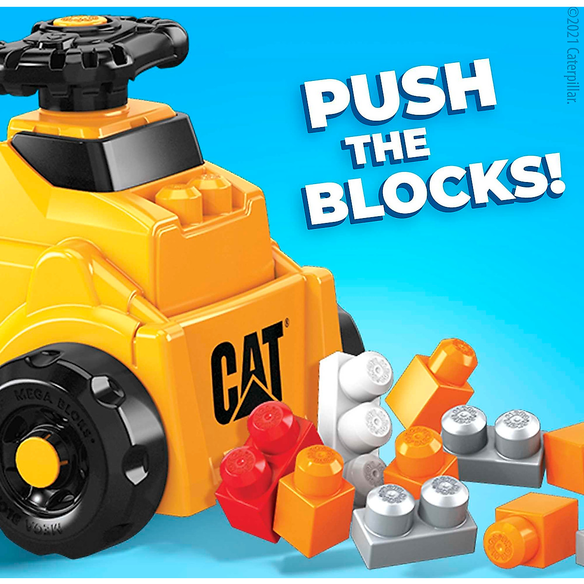 MEGA BLOKS First Builders Cat Toddler Building Blocks Toy Set, Build ‘n Play Ride-On with 11 Pieces and Storage, Yellow, Ages 1+ Years
