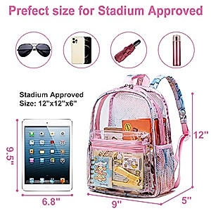 Clear Mini Backpack Stadium Approved 12x12x6 Small Transparent Backpacks Plastic See Through Bag for Work Festival Security Travel