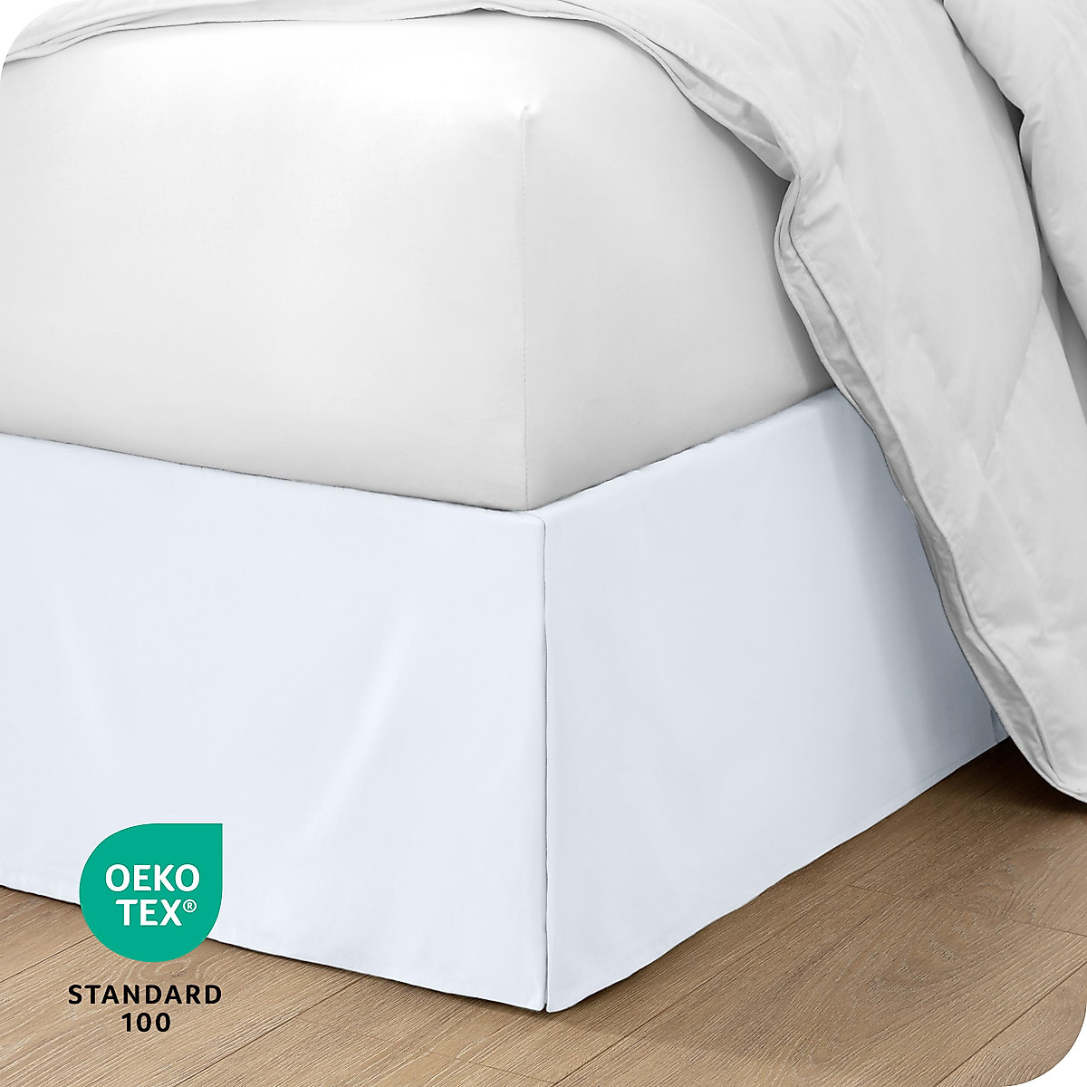 Bare Home Twin XL Bed Skirt - 15-Inch Tailored Drop Easy Fit - Bed Skirt for Twin Extra Long Beds - Center & Corner Pleats (Twin XL, White)