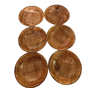 Wooden woven salad bowl, set of 18 Snack bowls 6" inch, Party size 18 pc, Fruit bowl by Grace natural wood bowl, Premium quality, All Natural