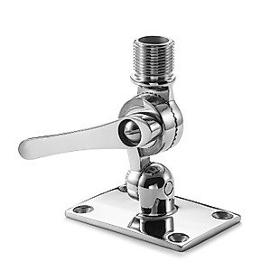 ZOMCHAIN Marine VHF Antenna Mounts, Ratchet Mount, 316 Stainless Steel Adjustable Base Mount for Boat