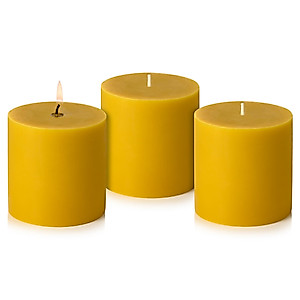 PARNOO 100% Natural Yellow Beeswax 3X9 Inch Pillar Candle, 100 Hours Burn time - Pack of 1 (Dripless and Smokless)