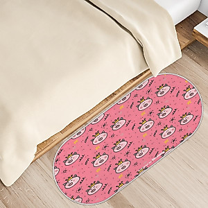 Tavisto Pinky Pig Fluffy Oval Shaggy Rugs for Bedroom Aesthetic Plush Floor Mat - Soft and Absorbent - Ideal for Living Room,Home Decor, and Playrooms