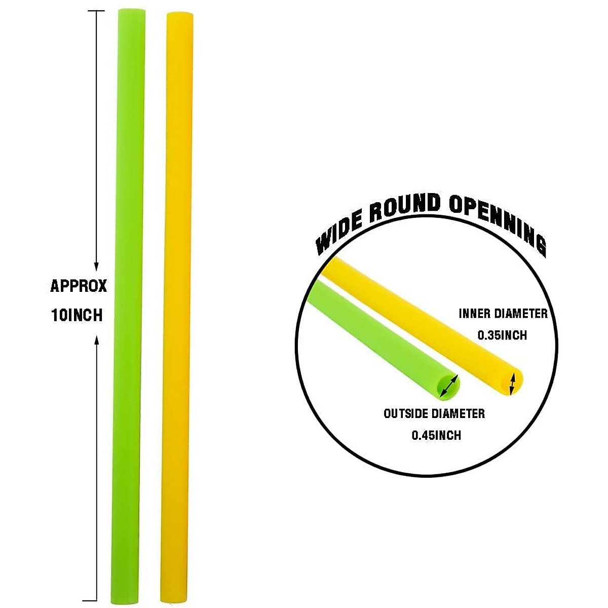 Better-Love Set of 6 Silicone Drinking Straws for 30oz and 20oz - Silicone Straws Reusable Straws BPA Free Extra Long with Cleaning Brushes- 6pce- 8mm diameter