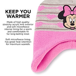 Disney Girls Toddler Winter Hat with Knit and Insulated Ski Mitten Set, Minnie Mouse For Ages 2-4