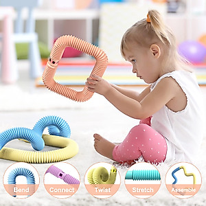 Light Up Pop Fidget Tubes Party Favors for Kids, 12 Pack Glow in The Dark Party Supplies Toddler Sensory Toys, Large Glow Sticks as Goodie Bag Stuffers and Birthday Party Pack Return Gifts for Kids