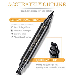 DekRion Winged Eyeliner Stamp, Eyeliner Liquid Liner, Black Eyeliner Waterproof Eyeliner Long-lasting Liquid Eyeliner & Smudgeproof Makeup Eyeliner