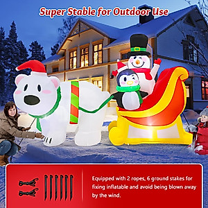 MICOCAH 7 FT Long Christmas Inflatables Snowman & Penguin on Sleigh with Polar Bear Inflatable Outdoor Christmas Decorations, Built-in LED Light Blow Ups for Yard Xmas Party Holiday Indoor Lawn Garden