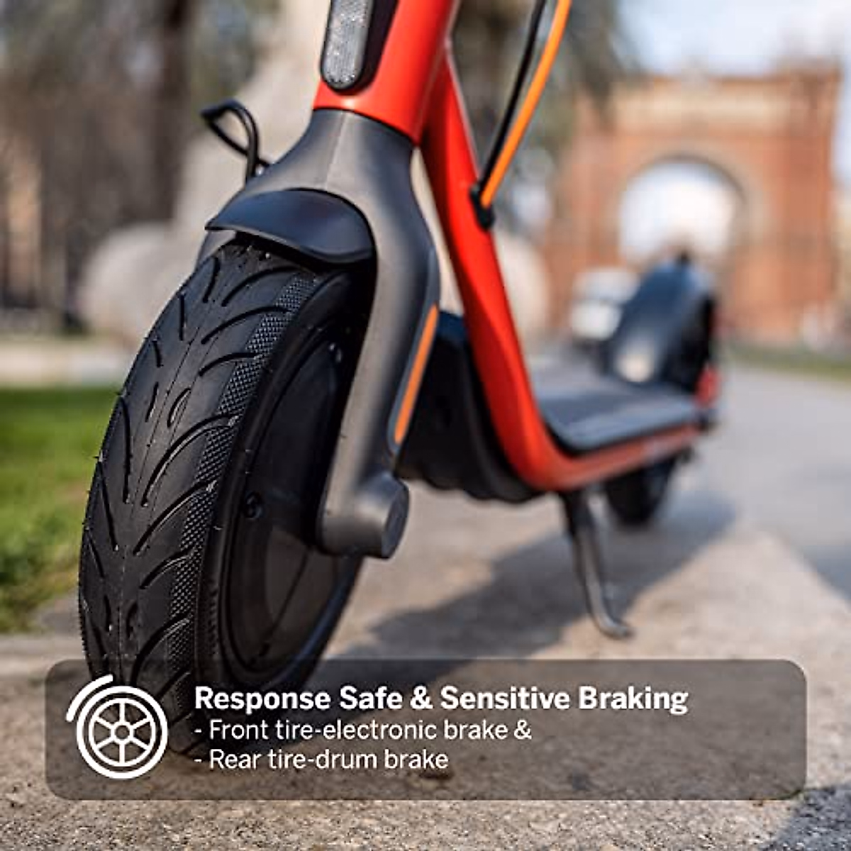 Segway Ninebot D28U Electric Kick Scooter -300W Motor, 17.4 Miles Range & 15.5 MPH, 10" Pneumatic Tire, Drum Brake, UL-2272 Certified