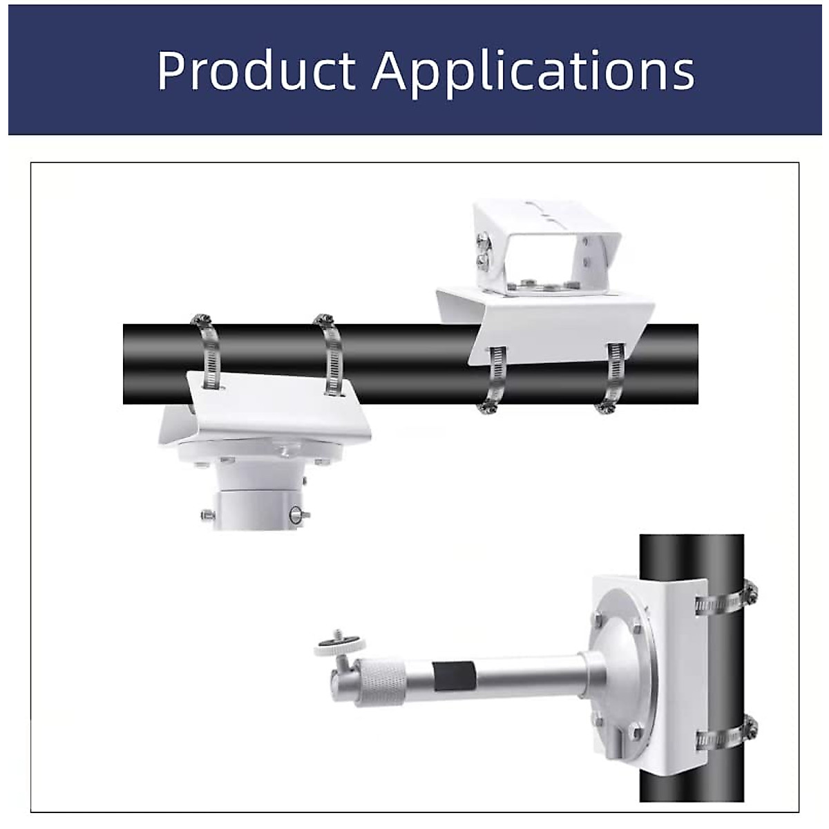 BeElion 2-Set Universal Vertical Pole Mount Adapter with 4 Loops(Φ100mm), Wall Mounting Bracket for CCTV Security Camera PTZ Dome Vertical Pole Mounting Bracket