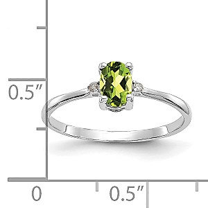 IceCarats 14K White Gold Diamond Green Peridot Ring April August Birthstone Jewelry Size 6