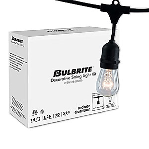 Bulbrite 14 ft, 10-Socket Decorative Kit with Clear Incandescent STRING10/E26/BLACK-S14KT Indoor and Outdoor String Lights, Black
