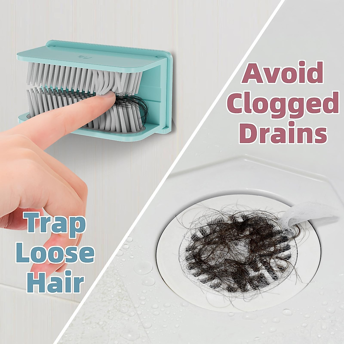 Hair Catcher, Hair Trap for Shower Drain, Reusable Shower Wall Hair Collector, Snare, and Drain Protector, Silicone Hair Grabber for Bathroom Bathtub (Blue)