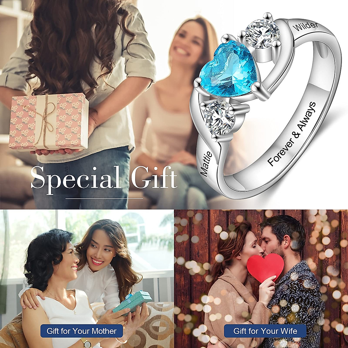 Lam Hub Fong Personalized Name Rings for Women with Simulated Birthstone Couples Promise Rings Engagement Name Rings for Women (7)