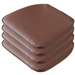 MOODMUSE Leather Kitchen Chair Cushions - Horseshoe Shape Seat Cushion and Dining Room Chair Pad 43 * 40CM Non Slip Rubber Back 1/2/4 Packs (Color : Brown, Size : Set of 4)