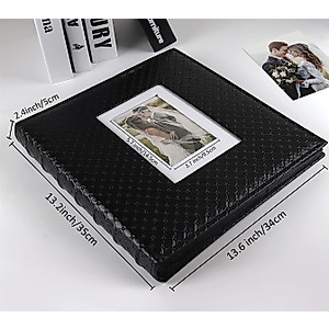 RECUTMS Photo Album 4x6 600 Photos Black Inner Page Button Grain Leather Big Capacity Pockets Pictures Album Birthday Christmas Photo Albums Wedding Anniversary (Black)