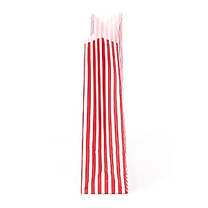 Restaurantware Bag Tek 2 Ounce Popcorn Bags 100 Disposable Paper Popcorn Bags - Greaseproof Striped Red Paper Concession Popcorn Bags For Movie Nights Theaters Carnivals And More