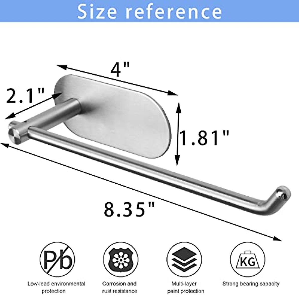 TocTen Hand Towel Holder/Towel Ring, No Drilling Stick on Wall Hand Towel Bar, SUS 304 Stainless Steel Hand Towel Rod, Strong Self Adhesive Hand Towel Rack/Hanger for Bathroom Kitchen (Brushed Nickel)