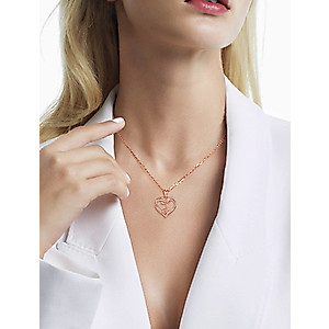 INFUSEU J Initial Necklace Women Letter Heart Jewelry Rose Gold Pendant