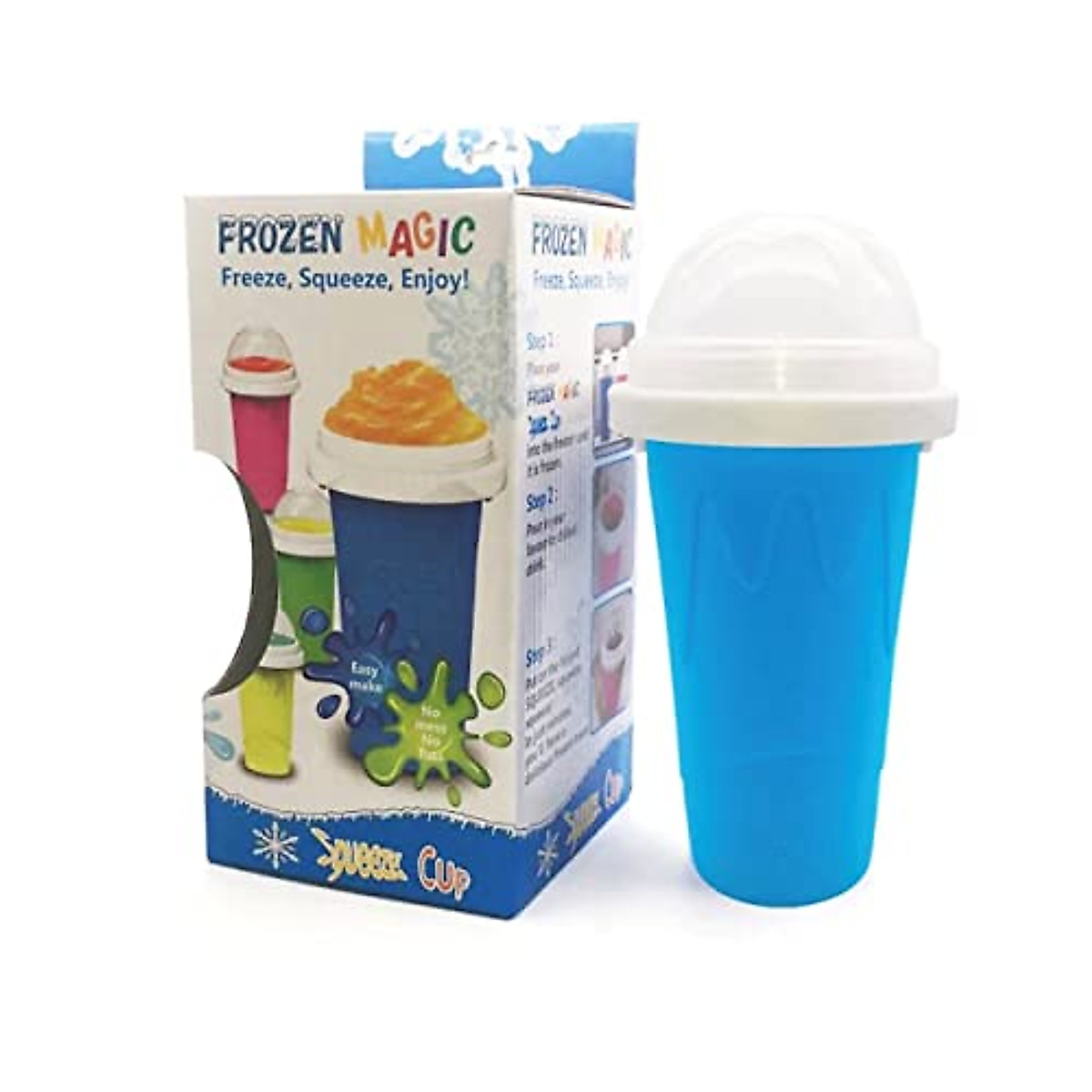 Slushy Cup, Smoothies Cup, Slushie Cup, Homemade Milk Shake Maker Frozen Magic DIY (Blue)