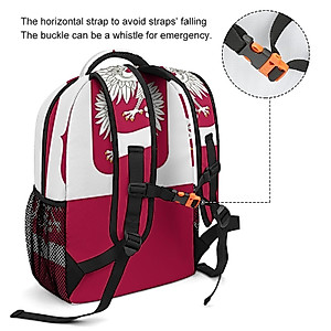 Polish Flag Eagle Travel Laptop Backpack Casual Daypack with Mesh Side Pockets for Book Shopping Work