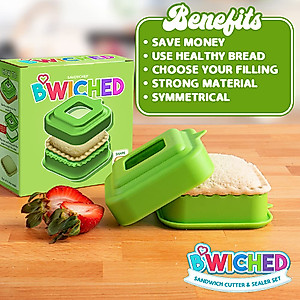 Sandwich Cutter and Sealer - Crustless Sandwich Maker - Cut and Seal - Great for Lunchbox and Bento Box - Boys and Girls Kids Lunch - Sandwich Cutters for Kid (Square)