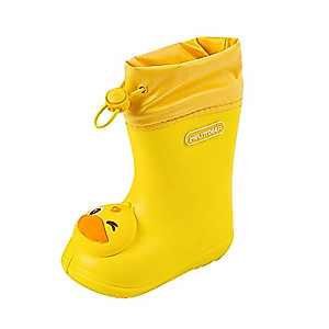 Baby Waterproof Rain Boots,Toddler Infant Kids Baby Boys Girls PVC Rain Boots Waterproof Non-Slip Shoes Yellow