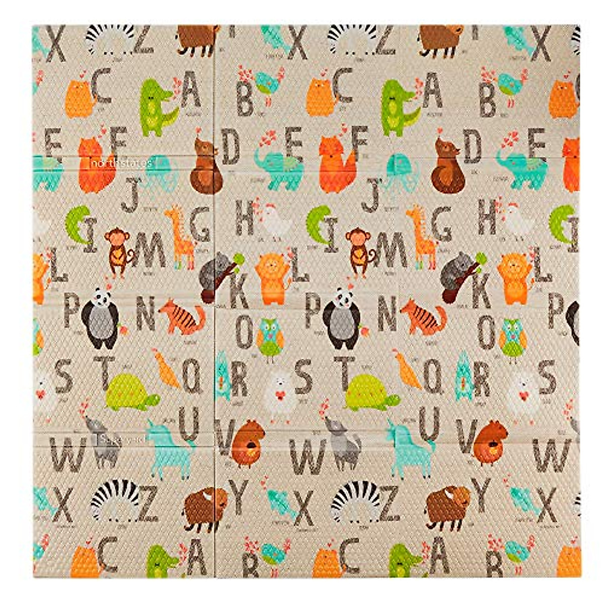 Toddleroo by North States 71" x 71" Folding ABC Play Mat - Extra large, designed to fit 6 panel or 8 panel Superyards. Foldable. Almost 36 square feet of play space (ABC multicolored)