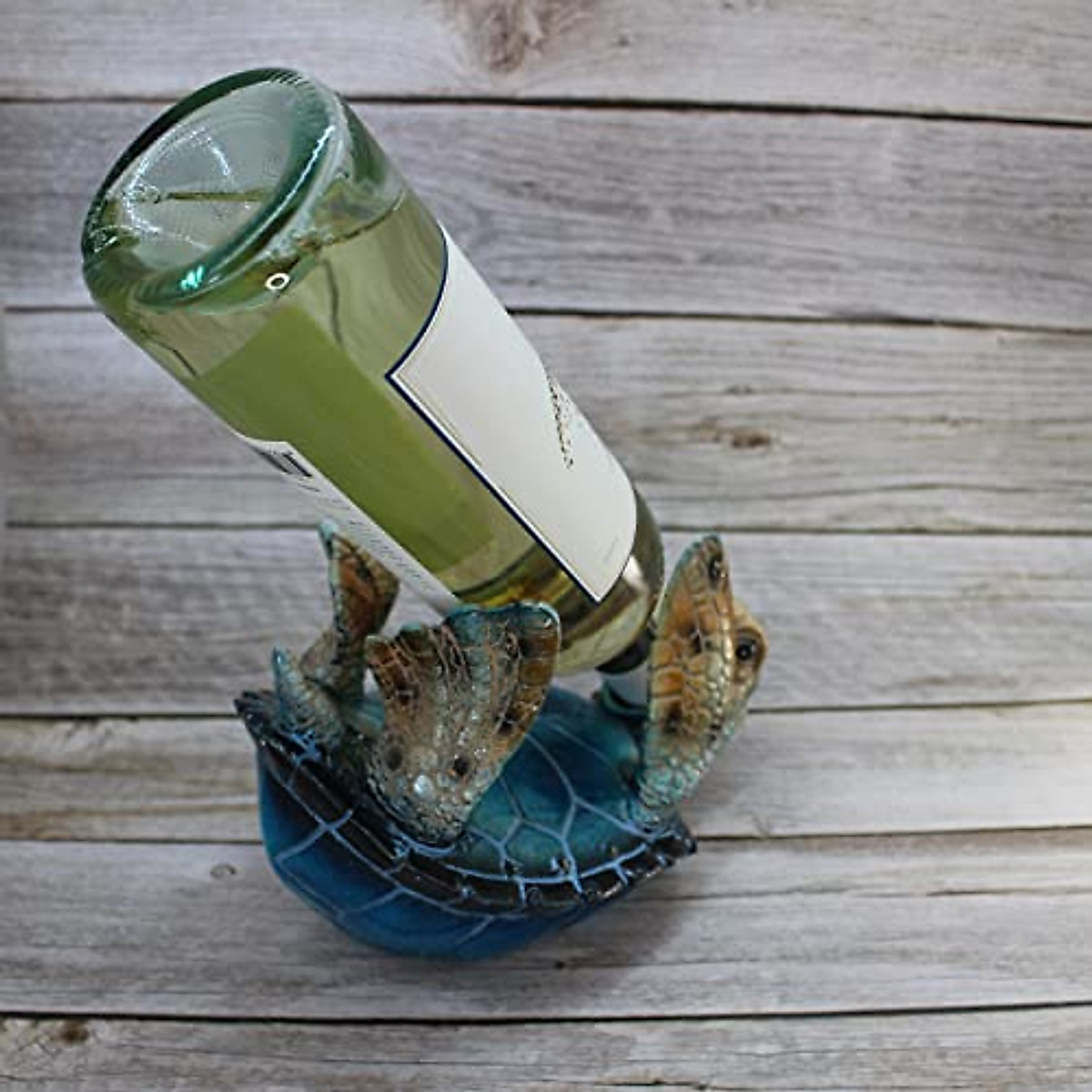Sea Turtle Bottle Holder Turtle Figurine Natural Color Turtle Wine Bottle Holder, Blue