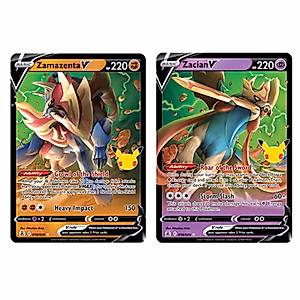 Pokémon 25th Anniversary Celebrations Zacian V + Zamazenta V + 2 Surprise Cards!
