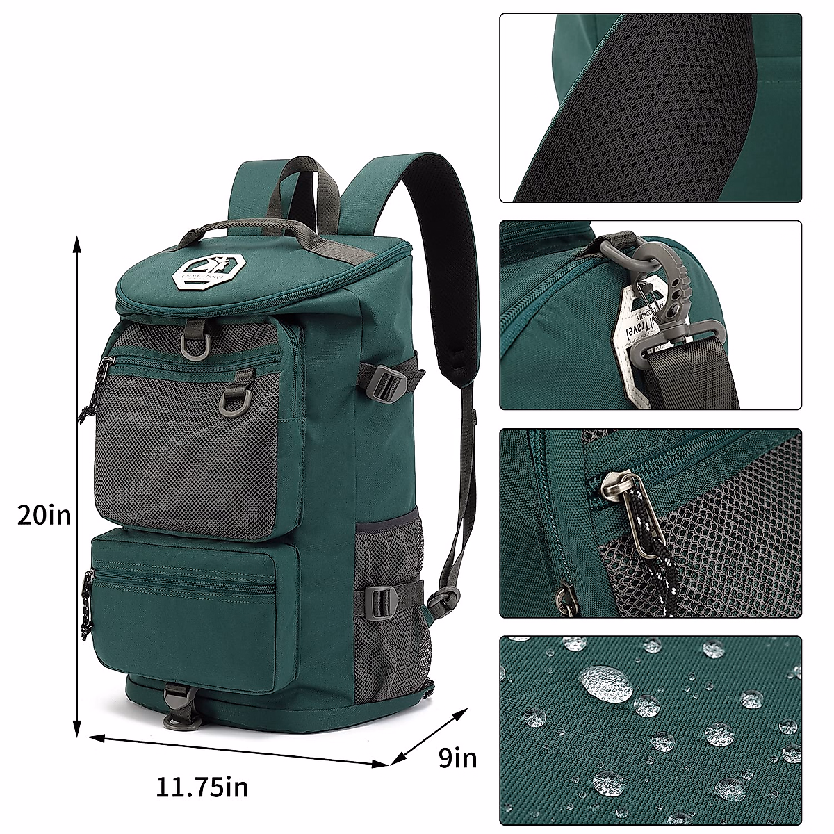 Gym Duffle Bag Backpack 4-Way Waterproof with Shoes Compartment for travel Sport Hiking laptop (Green) XL