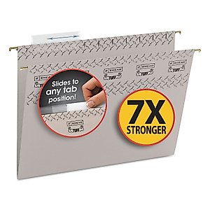 Smead 64092 Tuff Hanging Folder with Easy Slide Tab Letter Steel Gray 18/Pack