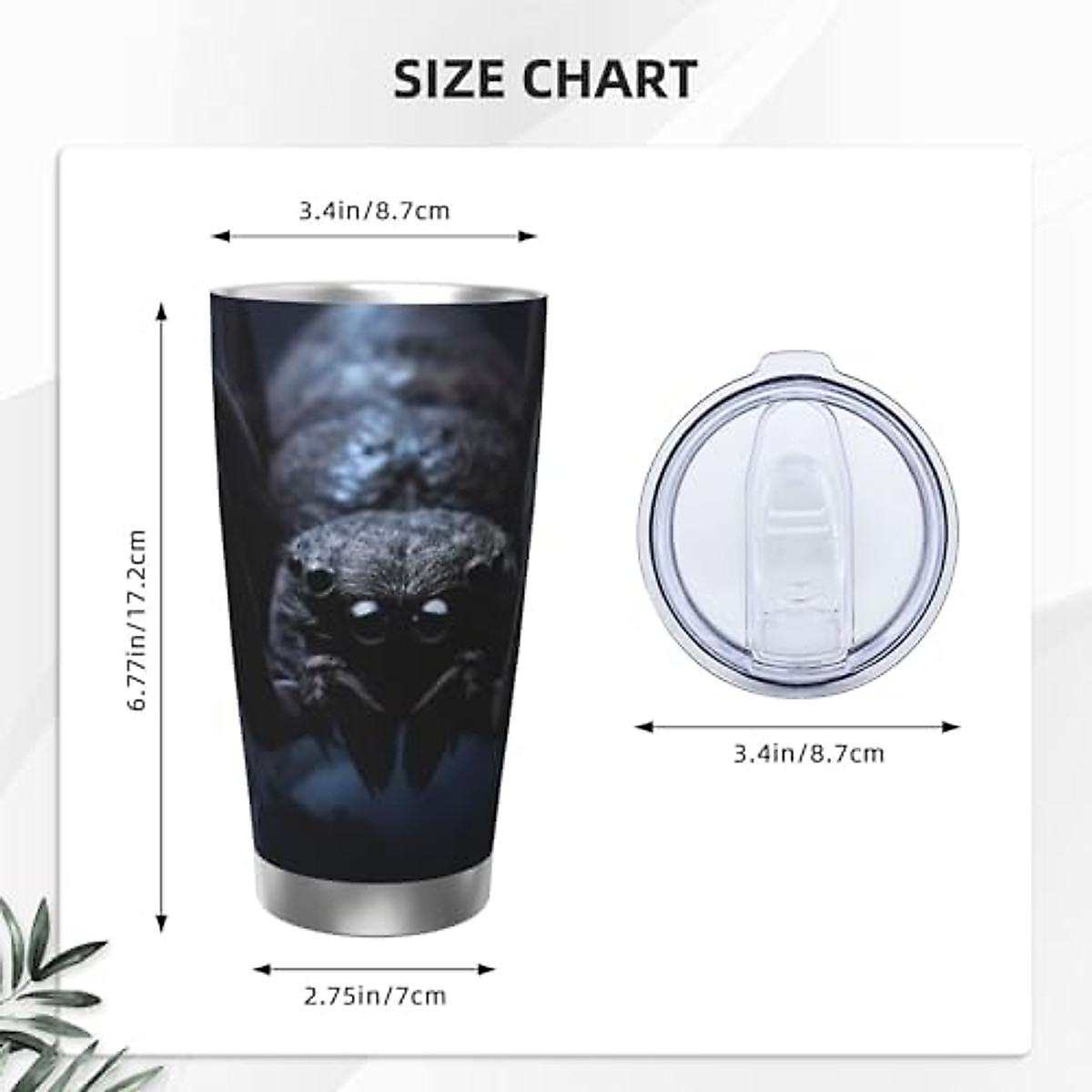 EKPRAVDKTF Black Spider 20oz Insulated Stainless Steel Tumbler With Lids And Straws, Double Wall Vacuum Travel Coffee Mug, Thermal Cup For Cold & Hot Drinks, Reusable Metal Straw & Brush