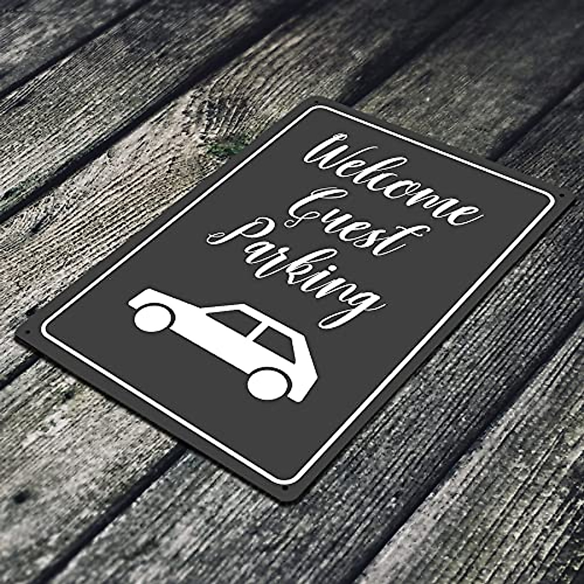 Tin Signs Parking Warning Notice | Tin Sign for Parking Space at Cabin, Lodge, Air B&B Decor | Parking Area Only Lightweight Aluminum Metal Sign 12 x 8 in. Welcome Guest Parking