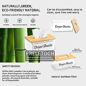 Bamboo Dryer Sheet holder,Minimalist Light Luxury Style Washer Dryer Sheet Dispenser, Transparent Container Storage Box for Laundry Room Decoration, Removable - Eco-friendly Material - Large Capacity.