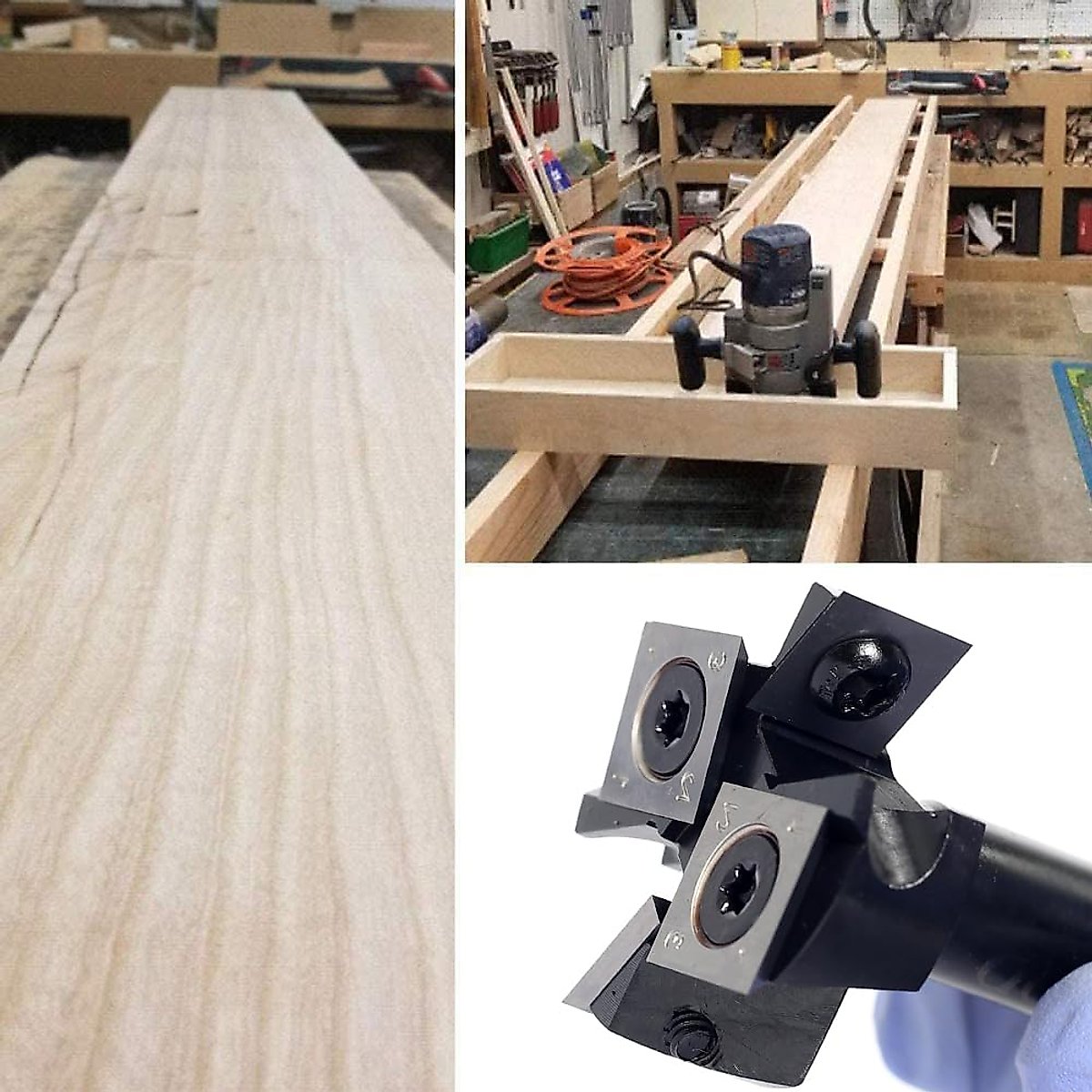 SICWOOD Slab Flattening Router Bits 1/2 Shank, 1-1/2”Cut Dia, 2+2 Insert Carbide, CNC Spoilboard Surfacing Router Bits, Planing Router Bits, for Flycutter/ Slab Leveler/ Rabbeting