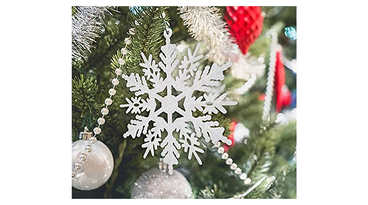 Buy 6 Large White Snowflake Ornaments for Christmas