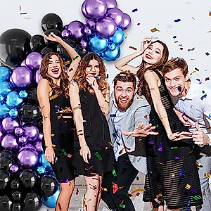 Purple and Blue Balloon Arch Kit, 105 pcs 5 10 18 Inch Birthday Balloons, Metallic Blue Purple Black Garland Kit Party DIY Balloon Arch for Birthday Party Graduation Wedding Anniversary Decoration