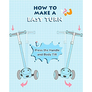 MOUNTALK 3 Wheel Scooters for Kids Age 3-5/5-8 Years Old, Kick Scooter for Boys and Girls with Light Up Wheels, Mini Scooter for Children (Blue)