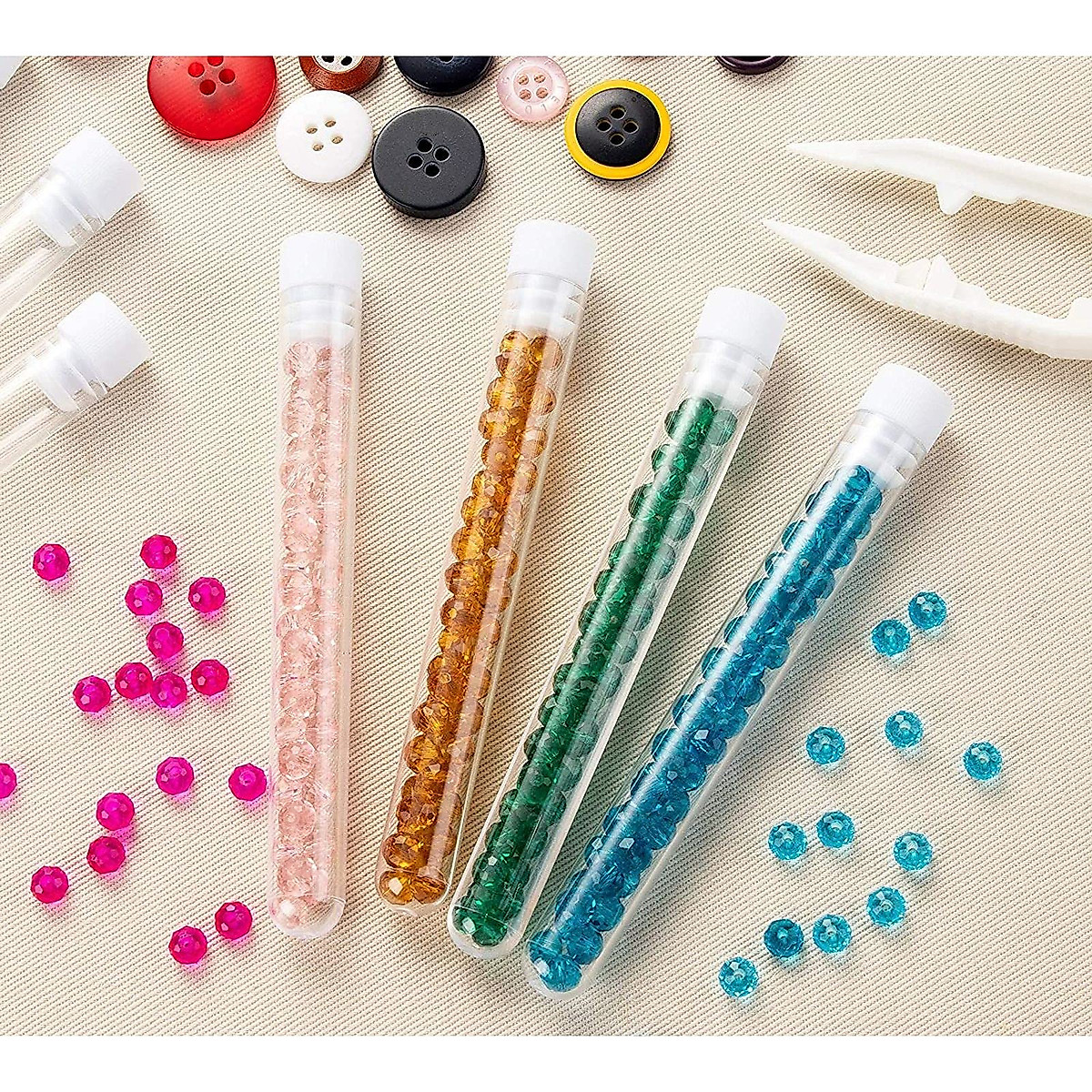 75-Pack Plastic Test Tubes with Lids - 12.5 x 98 mm Clear Plastic Vials, 7.5ml Sample Tubes for Craft, Scientific Experiment