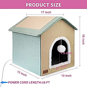 MARUNDA Heated Cat Houses for Outdoor Cats in Winter, Heated cat House for Indoor and Kitty Shelter for Your Pet to Stay Warm and Cozy,Easy to Assemble.(2 Step Finish)